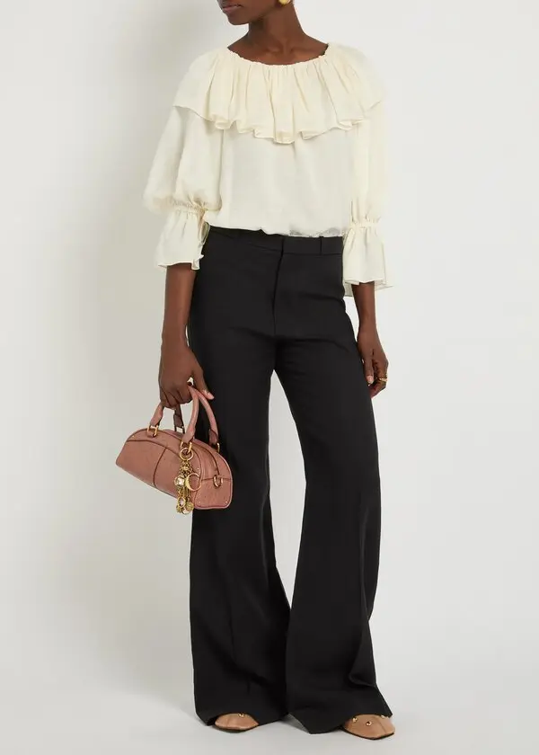 Chloé Cotton Flared-leg Trousers - Black