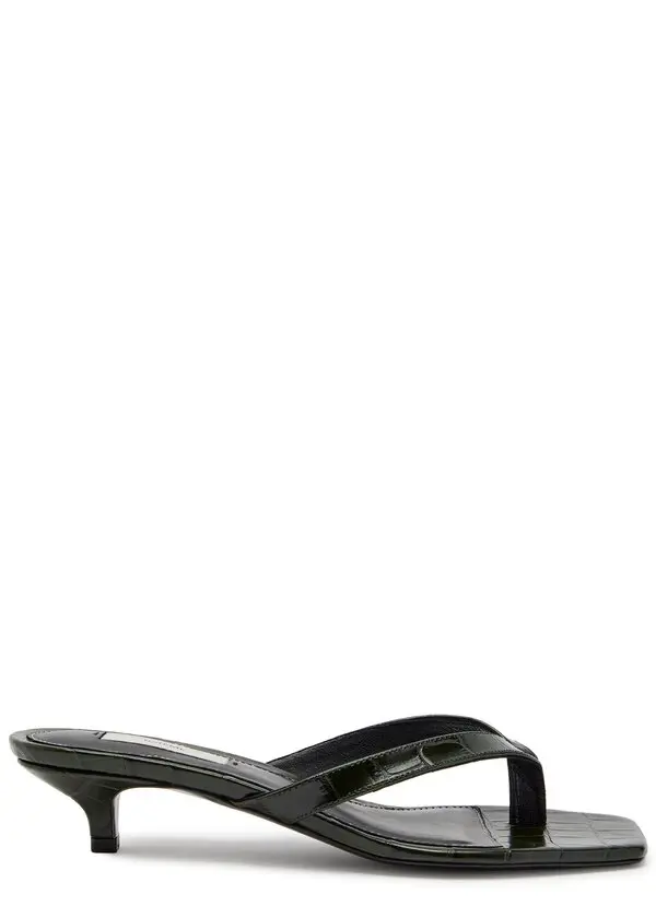 TOTEME 40 Crocodile-embossed Leather Sandals - Green