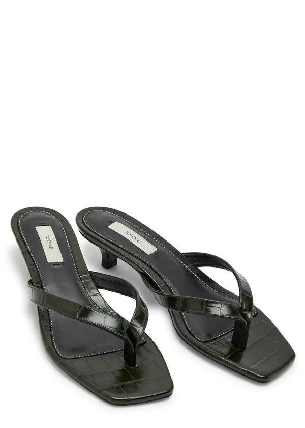 TOTEME 40 Crocodile-embossed Leather Sandals - Green