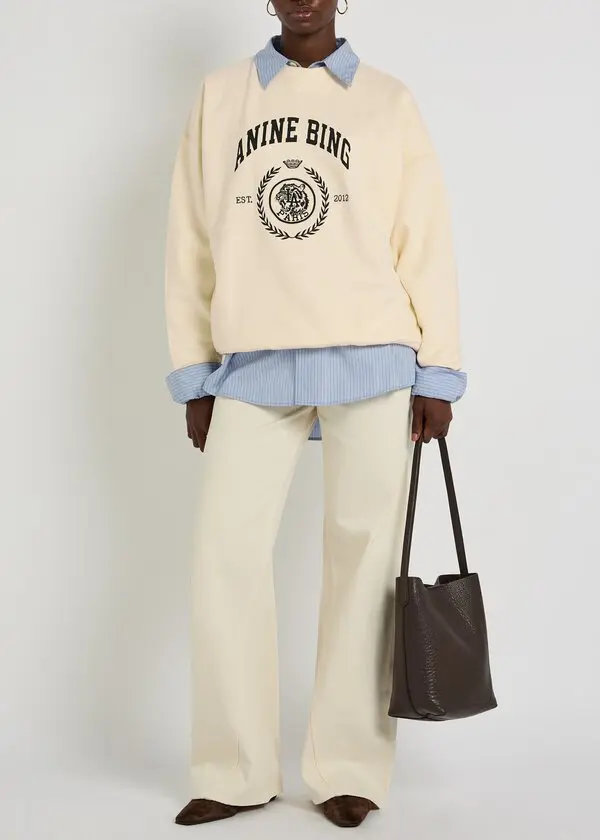 ANINE BING Miles Logo-print Cotton Sweatshirt - Cream