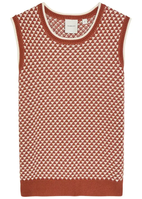 Varley Jenson Patterned Cotton-knit Tank - Bronze