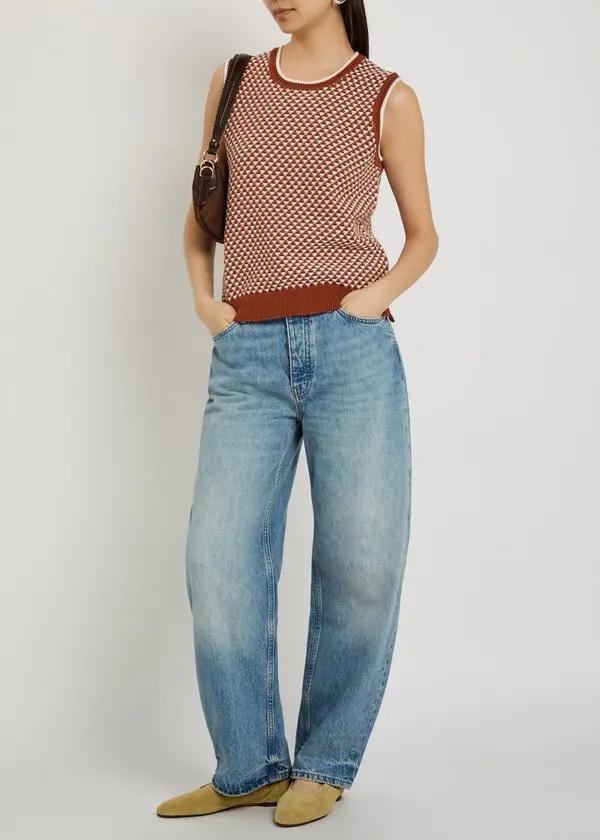 Varley Jenson Patterned Cotton-knit Tank - Bronze