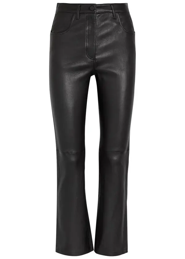 JOSEPH Duke Straight-leg Leather Trousers - Black