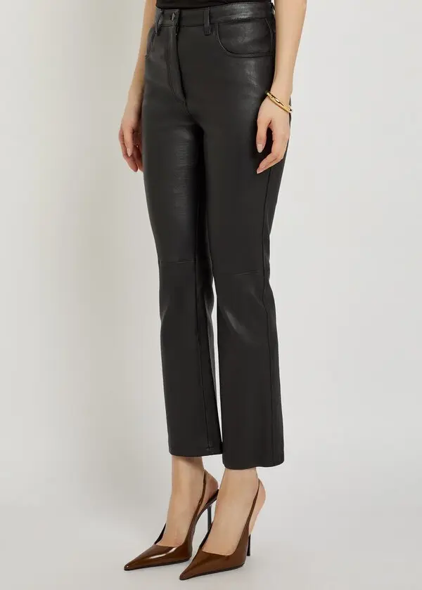 JOSEPH Duke Straight-leg Leather Trousers - Black