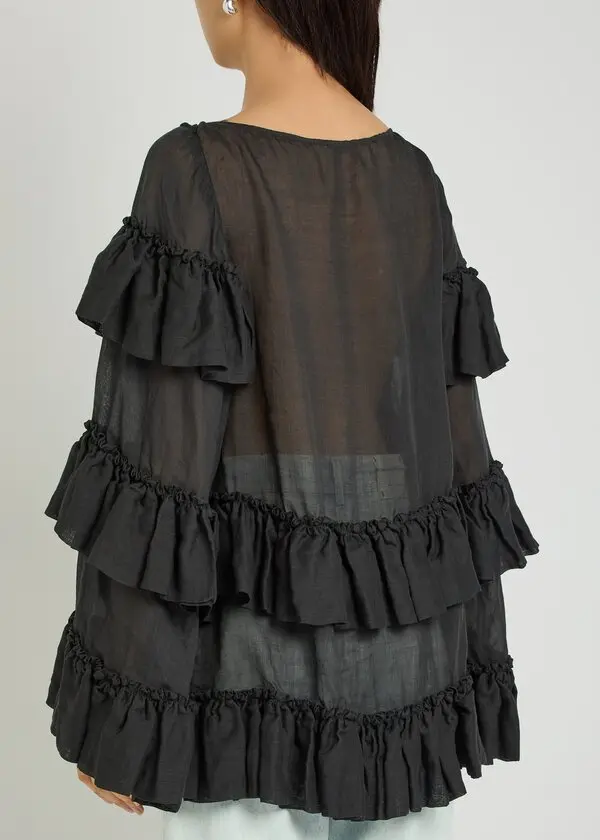 Dries Van Noten Charlice Ruffled Ramie Top