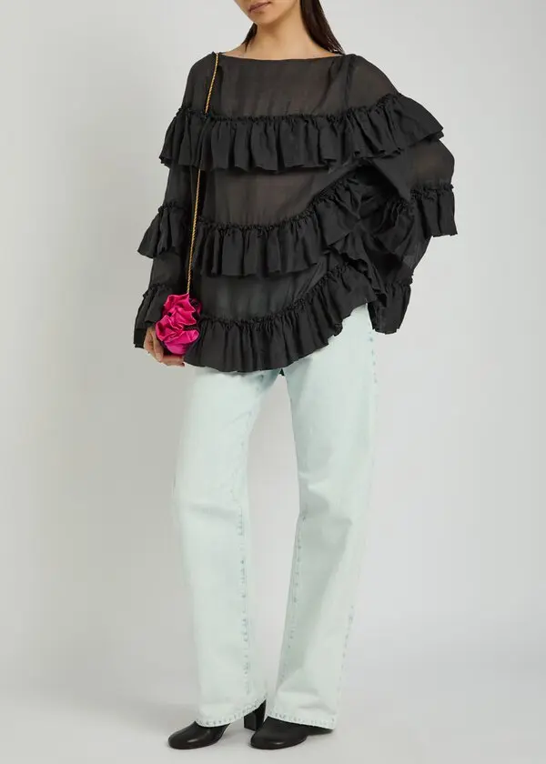 Dries Van Noten Charlice Ruffled Ramie Top
