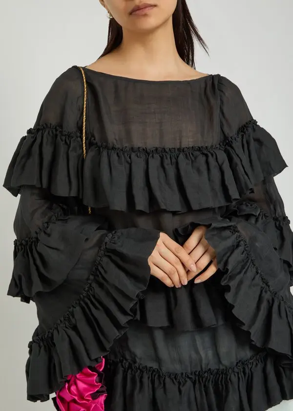 Dries Van Noten Charlice Ruffled Ramie Top