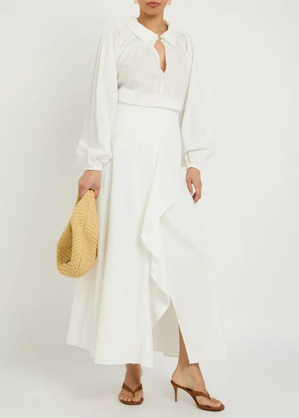 SKIIM Embroidered Split Midi Skirt