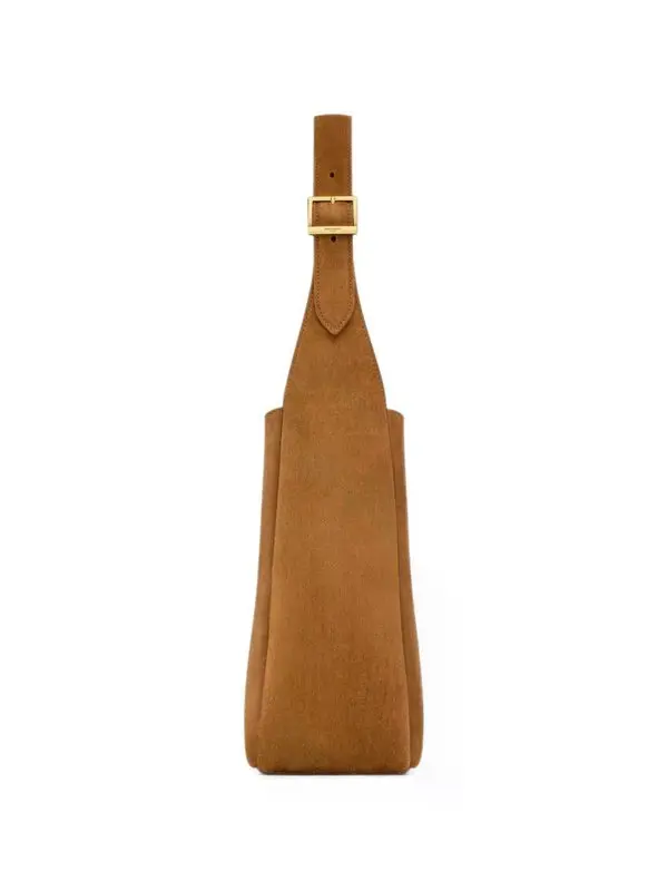 Saint Laurent Logo Leather Shoulder Bag - Brown