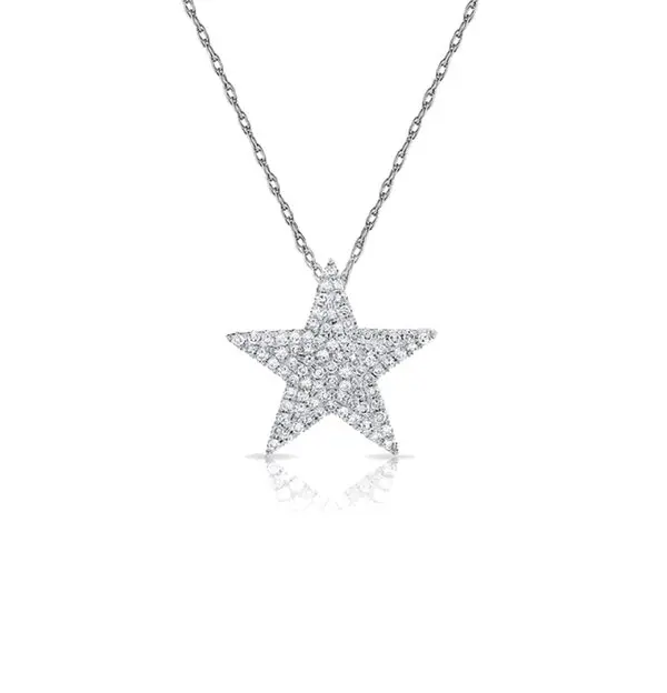 MYGEMMA Diamond Star 14k White Gold Necklace - White_gold