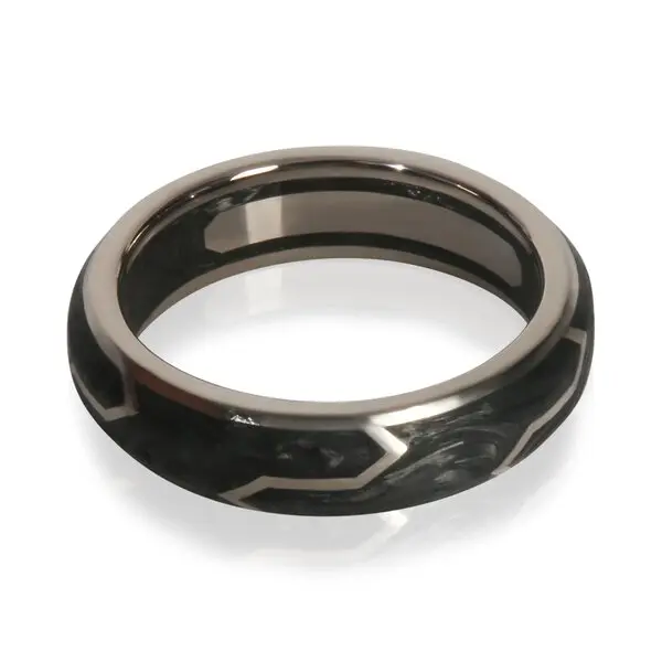 David Yurman 18k White Gold & Forged Carbon Ring