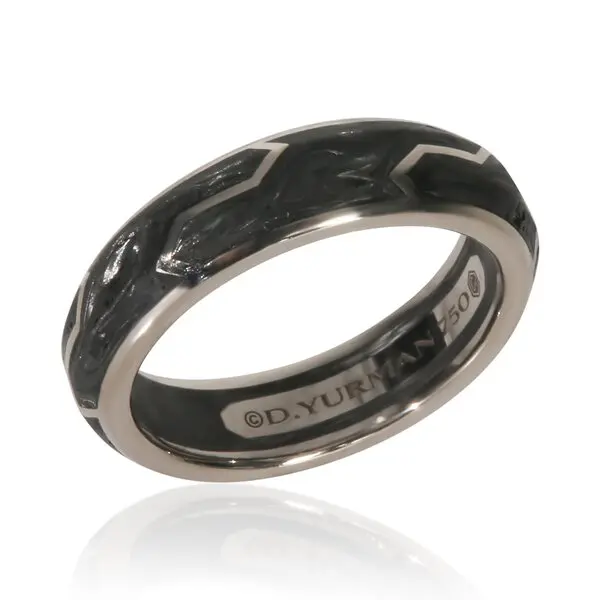 David Yurman 18k White Gold & Forged Carbon Ring