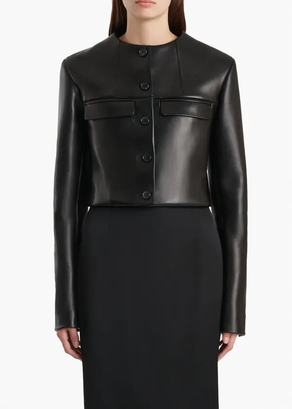Khaite Roto Leather Jacket - Black