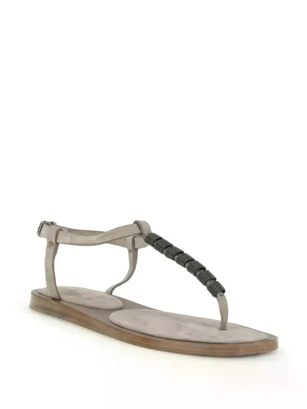 Brunello Cucinelli Beaded-strap Sandals - Grey