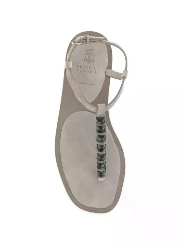 Brunello Cucinelli Beaded-strap Sandals - Grey