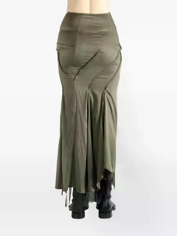 YEHUAFAN Asymmetric Ruffle Trim Midi Skirt