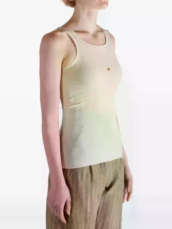 BASERANGE Heart-detail Ribbed Tank Top - Neutrals