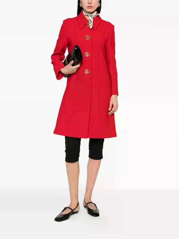 Gucci Logo Button Wool Coat
