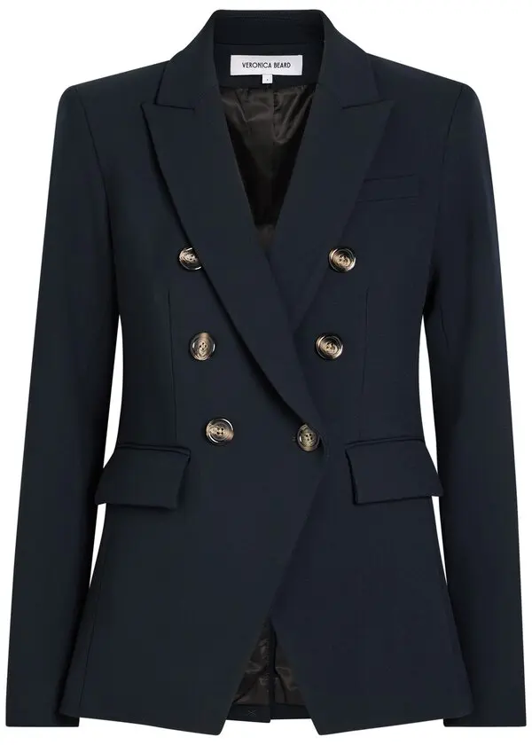 Veronica Beard Miller Dickey Horn Crepe Blazer - Navy