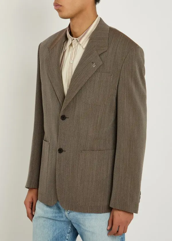Versace Herringbone Wool Blazer