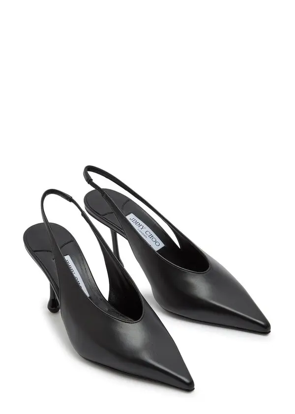JIMMY CHOO Isa 80 Leather Slingback Pumps - Black