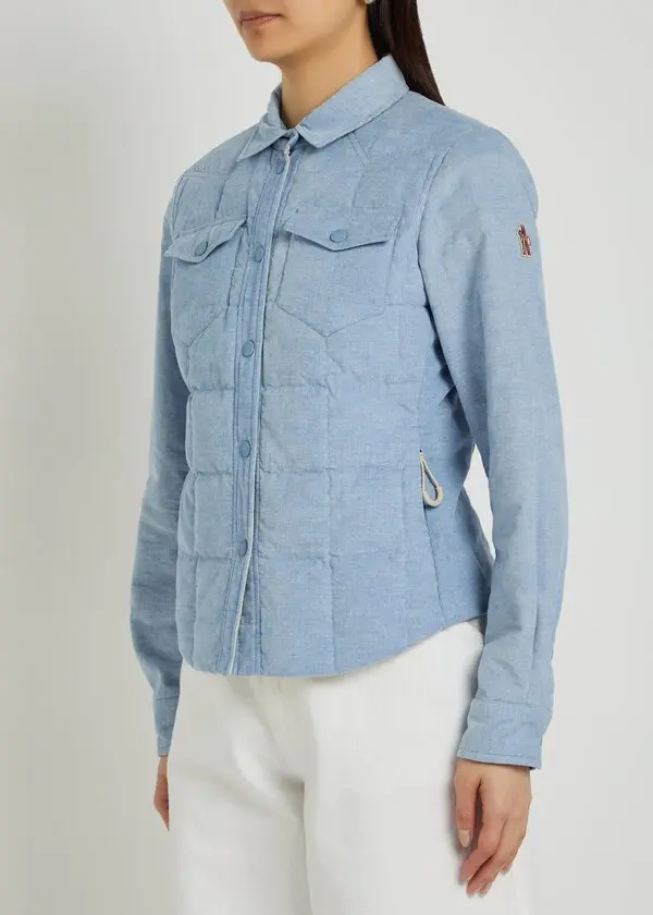 Moncler Nangy Quilted Cotton Shirt Jacket - Light Blue