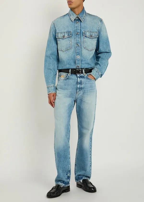 Versace Straight-leg Denim Jeans - Light Blue