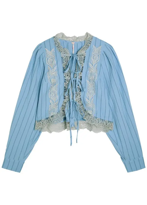 Free People Bali Jude Embroidered Cotton Blouse