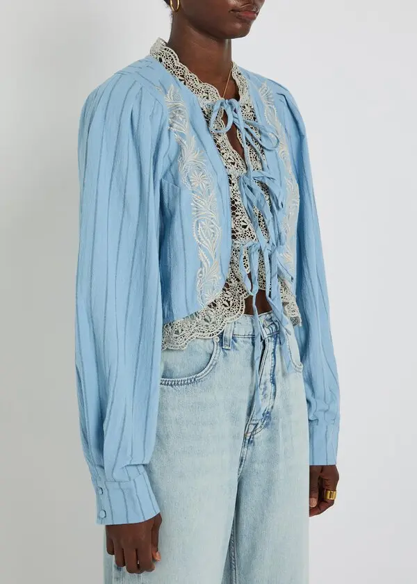 Free People Bali Jude Embroidered Cotton Blouse