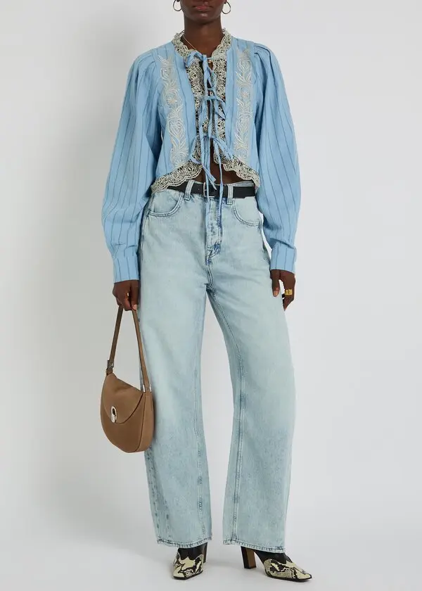 Free People Bali Jude Embroidered Cotton Blouse