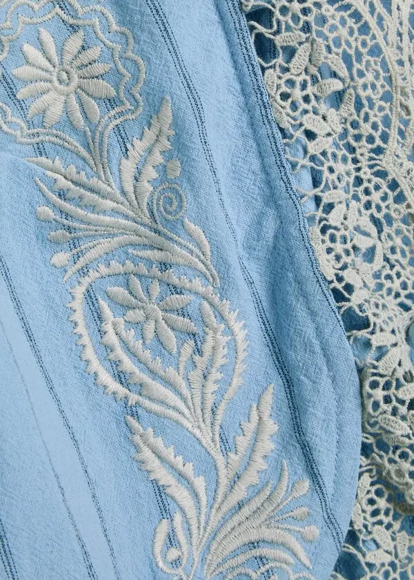 Free People Bali Jude Embroidered Cotton Blouse