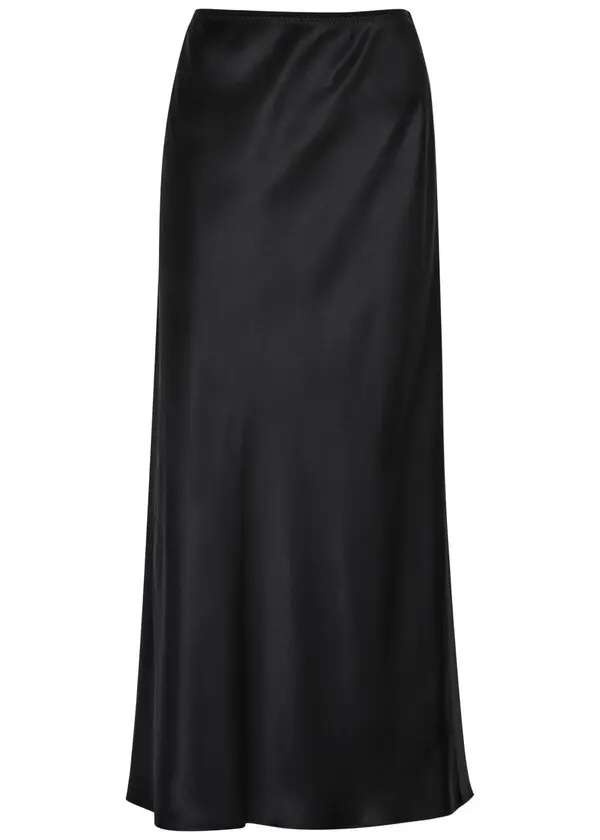 JOSEPH Isaak Silk Midi Slip Skirt - Black