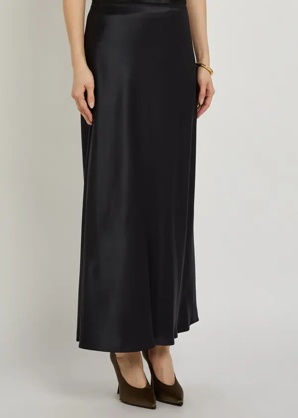 JOSEPH Isaak Silk Midi Slip Skirt - Black