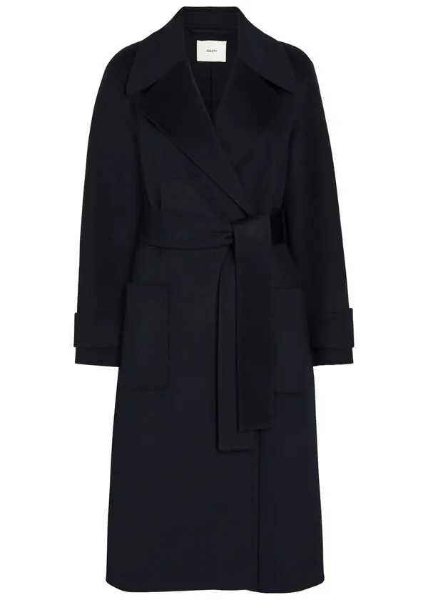 JOSEPH Arlina Double-breasted Wool And Cashmere-blend Coat - Navy