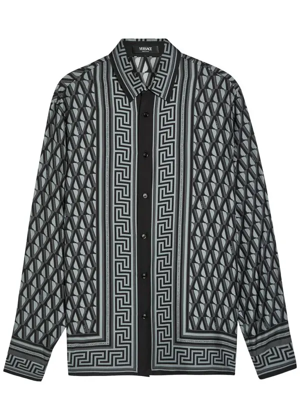 Versace Logo Print Shirt - Dark Grey