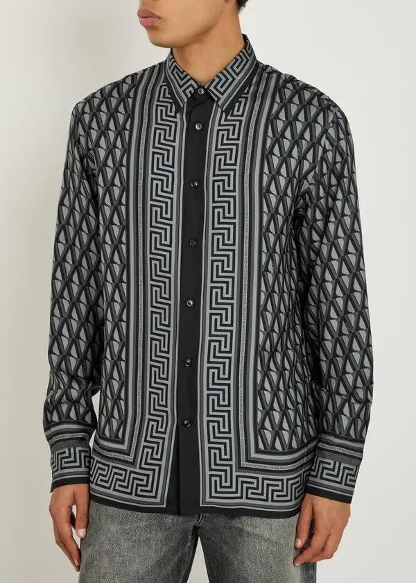 Versace Logo Print Shirt - Dark Grey