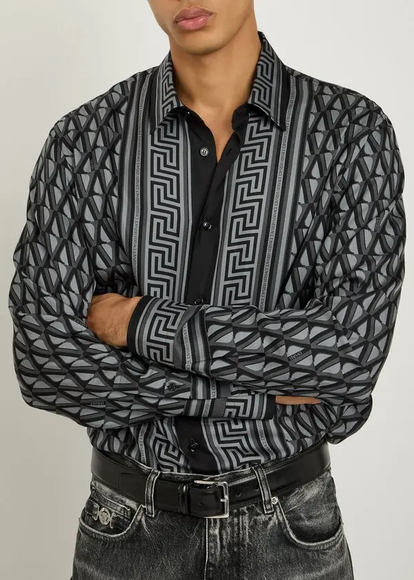Versace Logo Print Shirt - Dark Grey