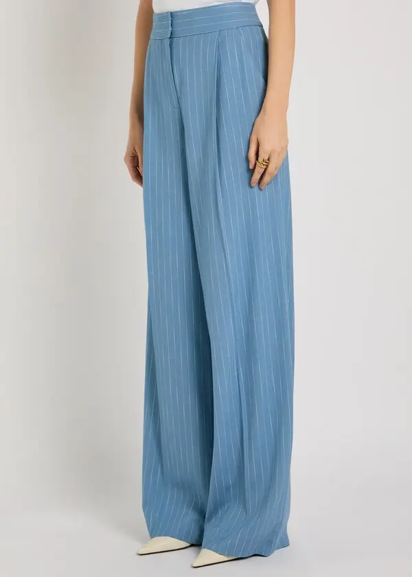 Veronica Beard Heyser Striped Wide-leg Trousers - Blue