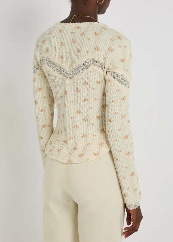 Free People Floral Print Cotton Top - White