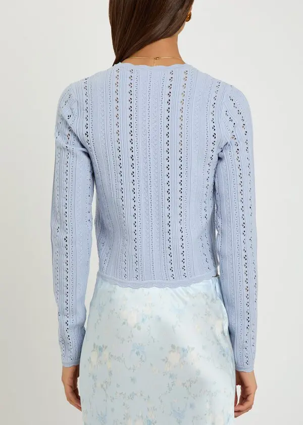 LoveShackFancy Pointelle-knit Cardigan - Light Purple
