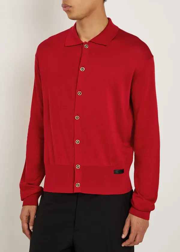 Versace Fine-knit Silk-blend Cardigan
