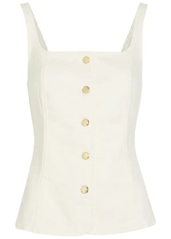 Good American Square-neck Denim Top - White