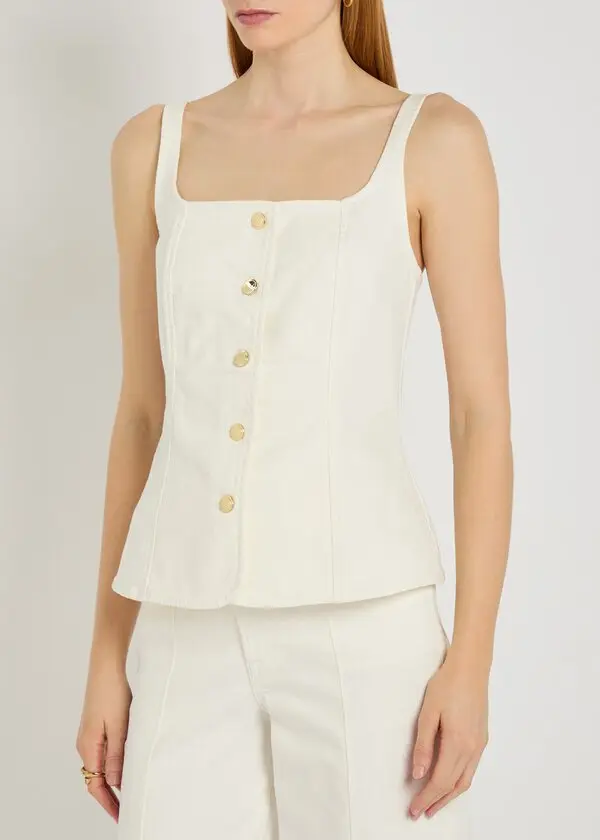 Good American Square-neck Denim Top - White