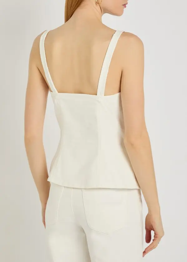 Good American Square-neck Denim Top - White