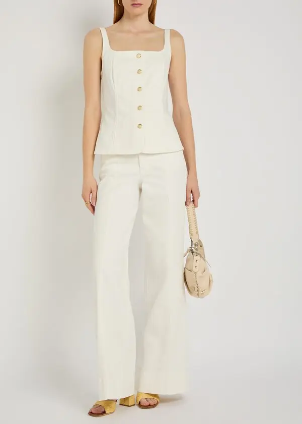 Good American Square-neck Denim Top - White
