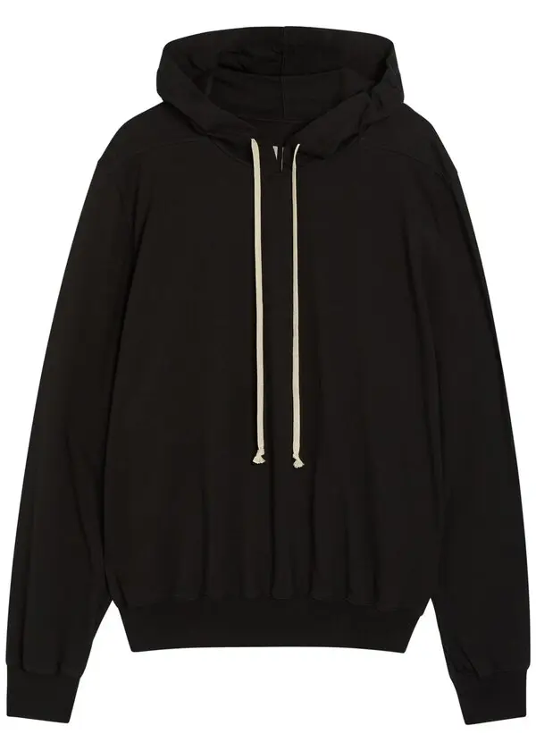 Rick Owens Printed Hooded Cotton Sweatshirt - Black