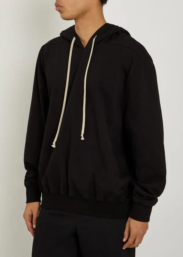 Rick Owens Printed Hooded Cotton Sweatshirt - Black