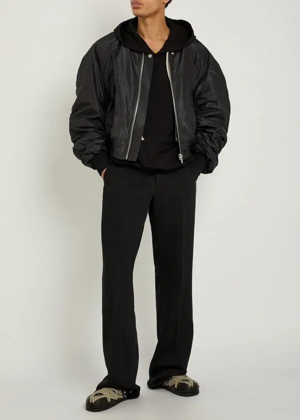 Rick Owens Printed Hooded Cotton Sweatshirt - Black