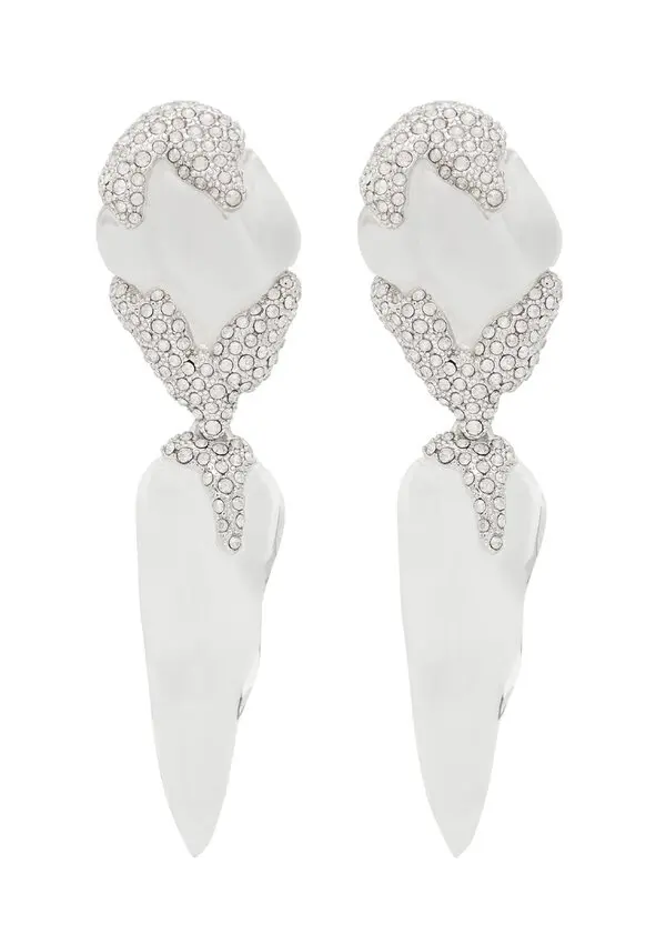 Alexis Bittar Lake Lucite Pavé Rhodium-plated Drop Earrings - Silver