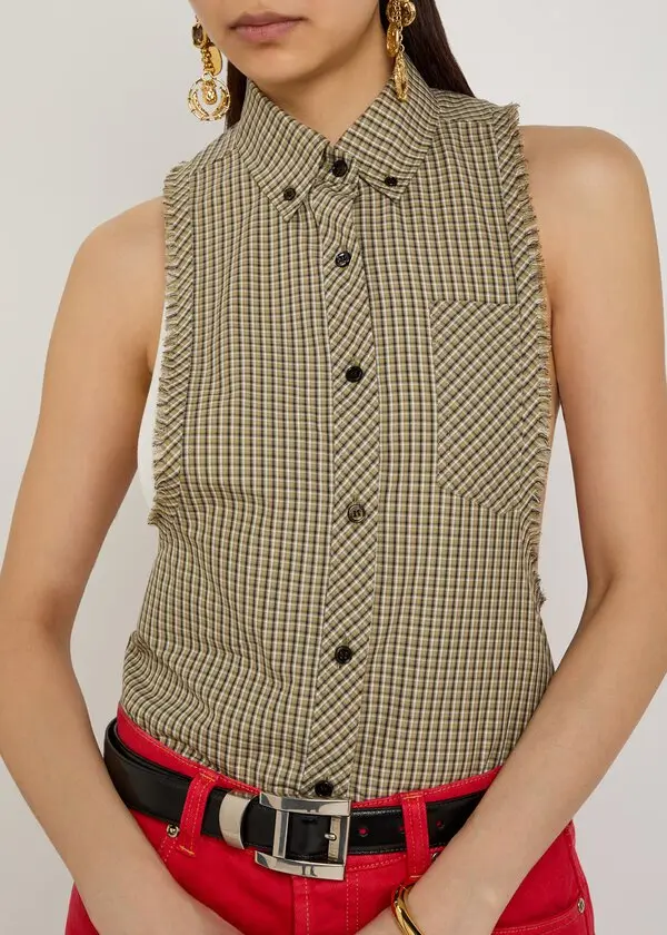Versace Checked Cotton Shirt - Sand